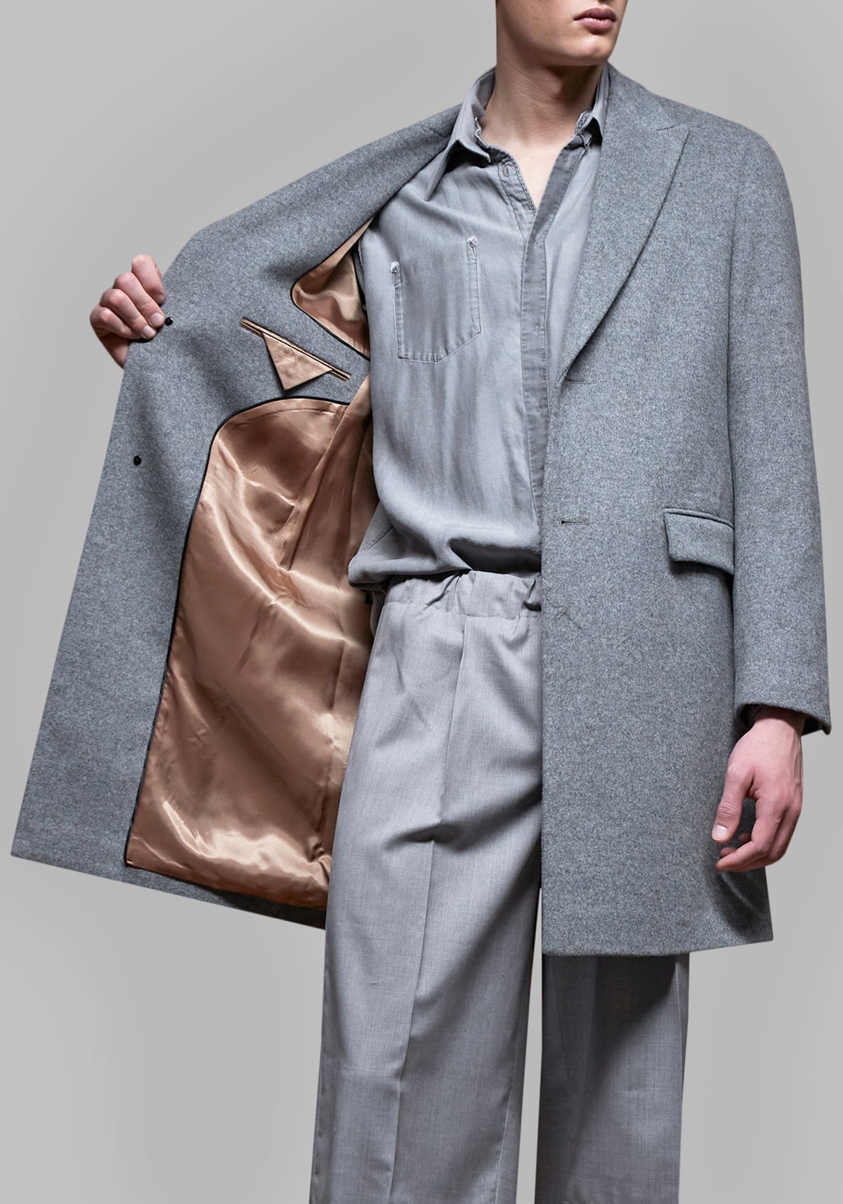 SUTTON LIGHT GRAY WOOL TOPCOAT