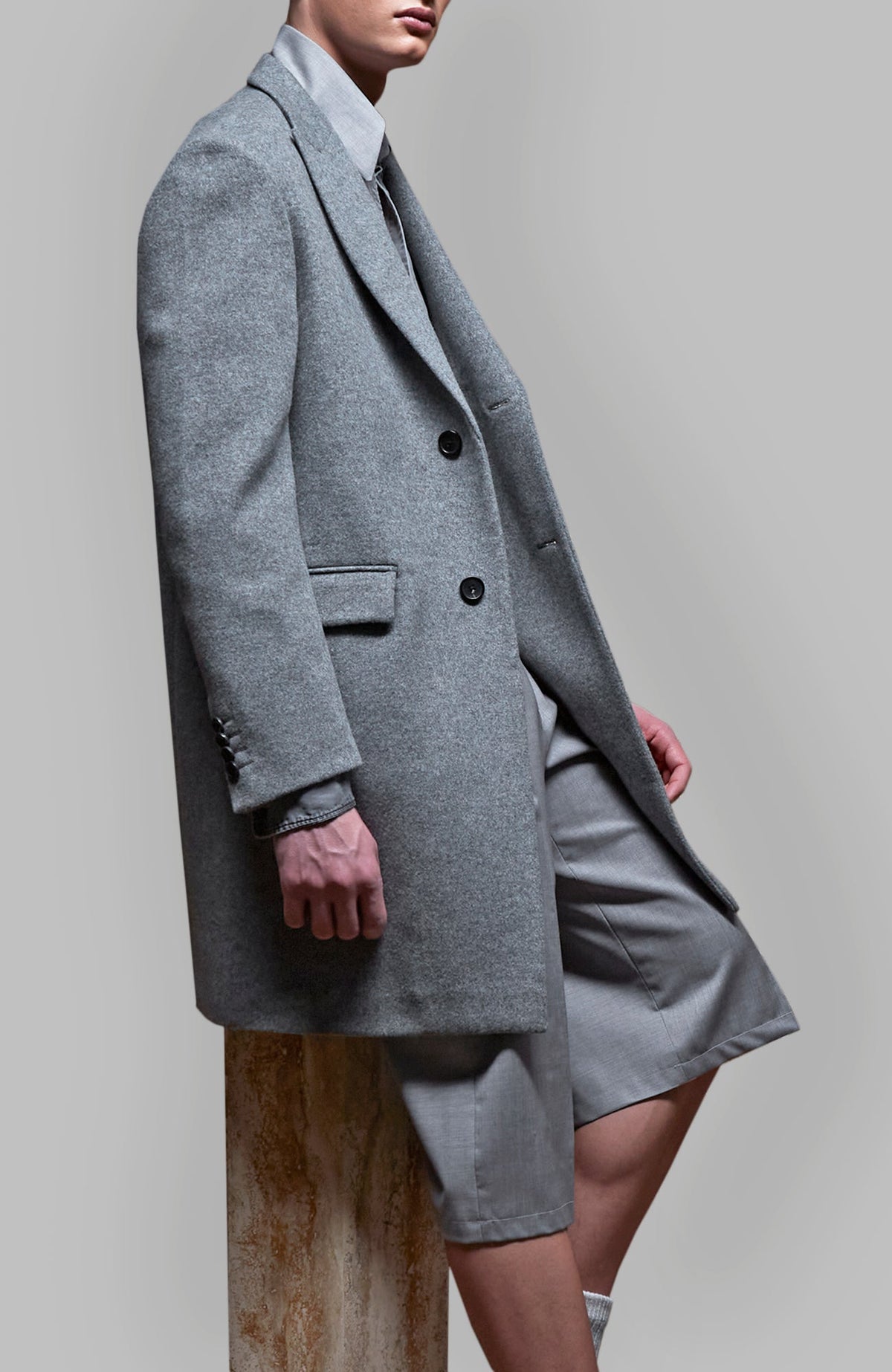 SUTTON LIGHT GRAY WOOL TOPCOAT