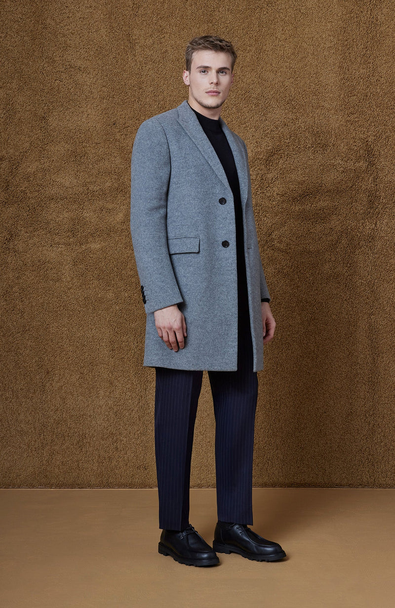 Sutton Light Gray Wool Topcoat