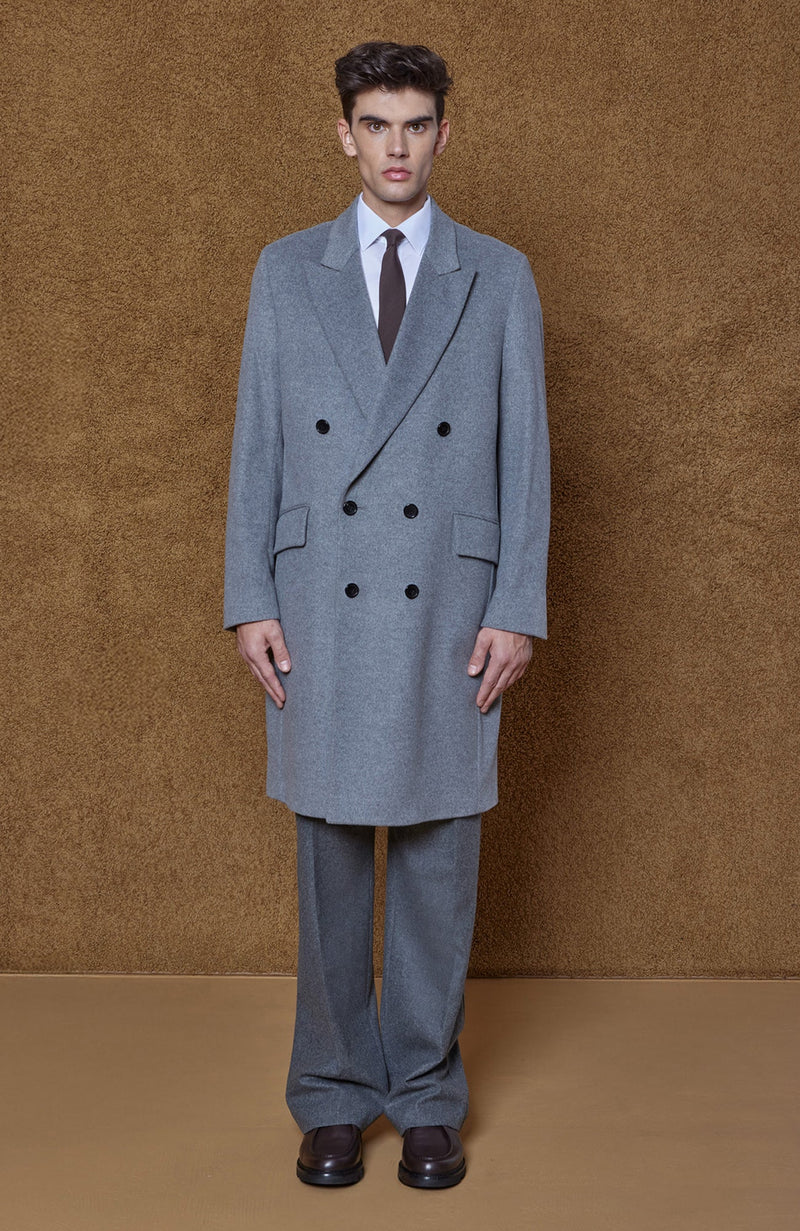 THOMAS WOOL & CASHMERE GREY OVERCOAT